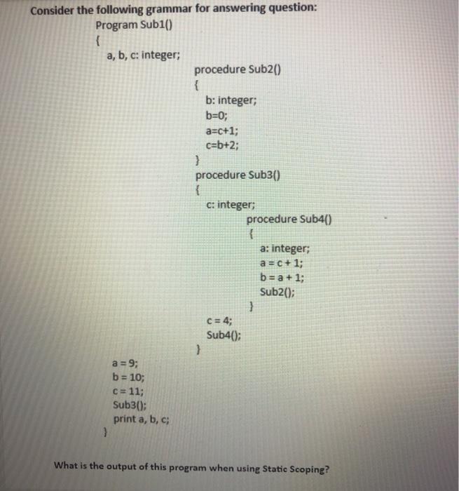 Solved Consider the following grammar for answering | Chegg.com