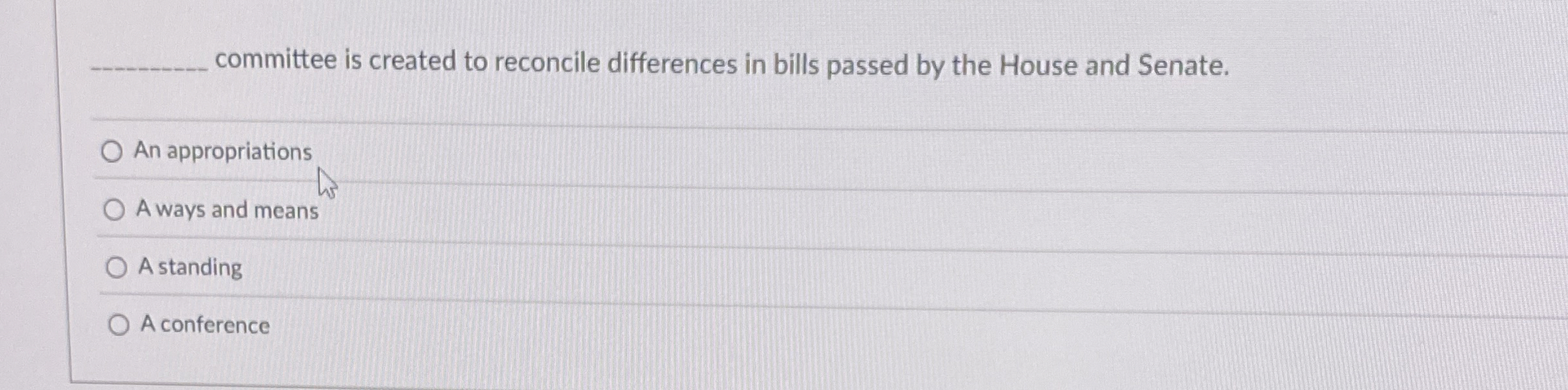 Solved committee is created to reconcile differences in | Chegg.com