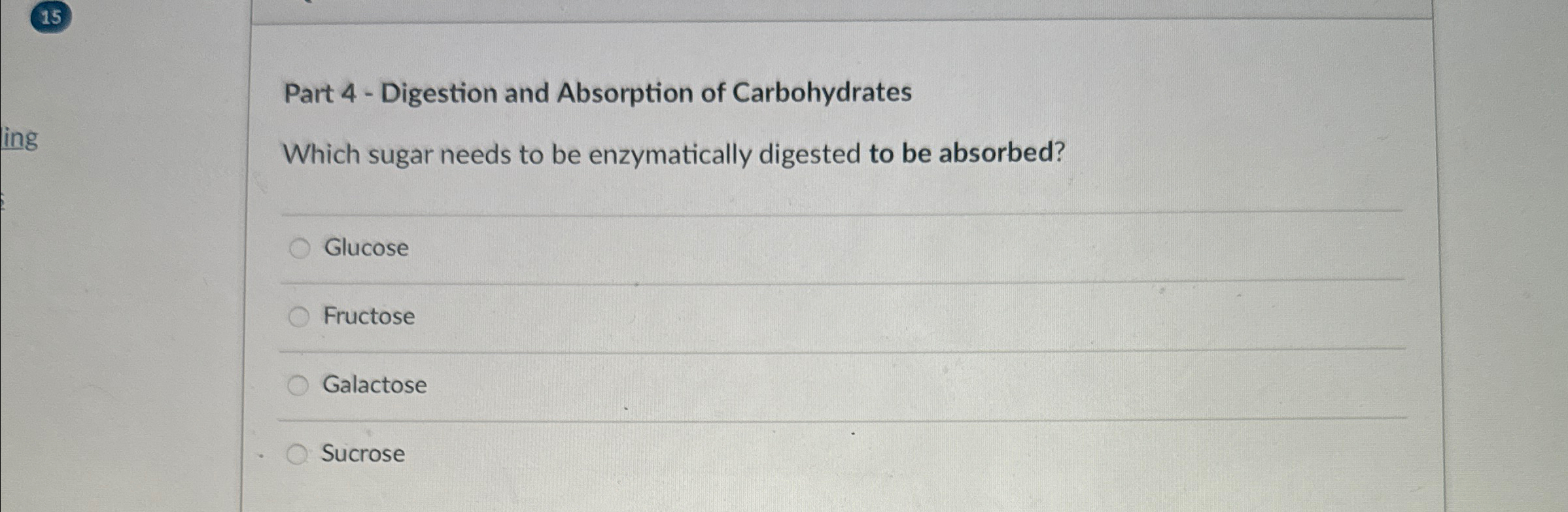 Solved Part 4 - ﻿Digestion and Absorption of | Chegg.com