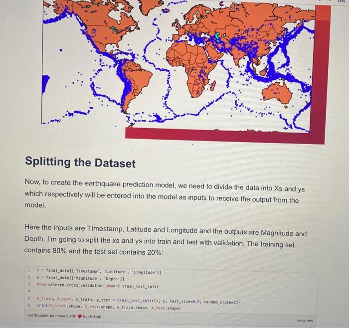 Solved Earthquake Prediction Model with Machine Learning | Chegg.com