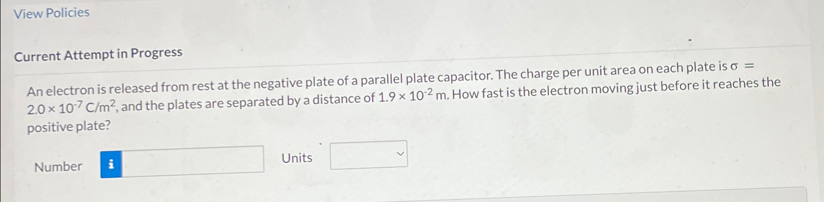 Solved View PoliciesCurrent Attempt in ProgressAn electron | Chegg.com