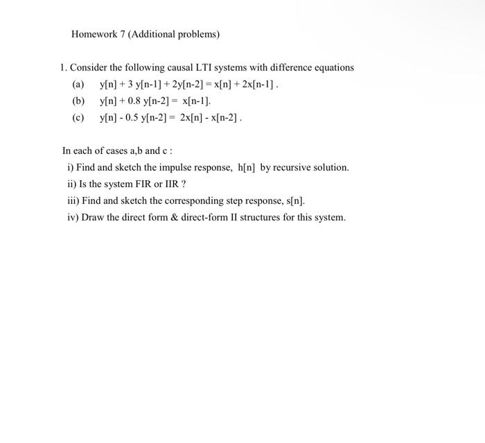 Solved Homework 7 (Additional problems) 1. Consider the | Chegg.com