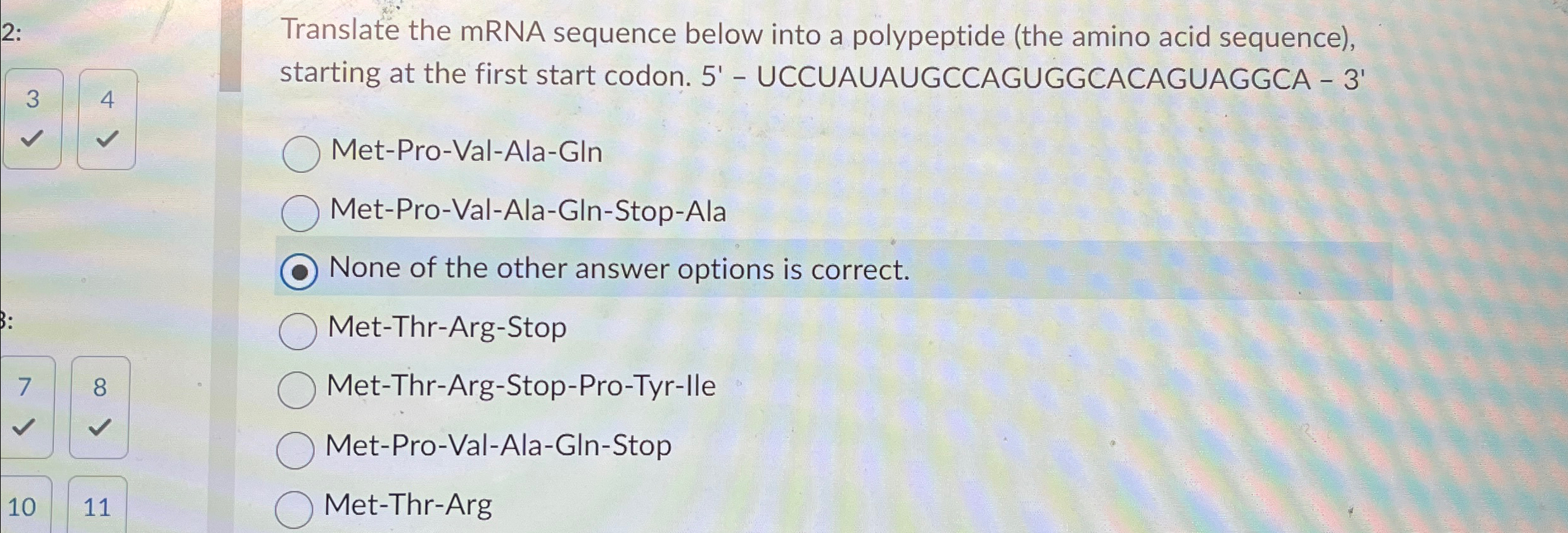 Solved Translate the mRNA sequence below into a polypeptide | Chegg.com