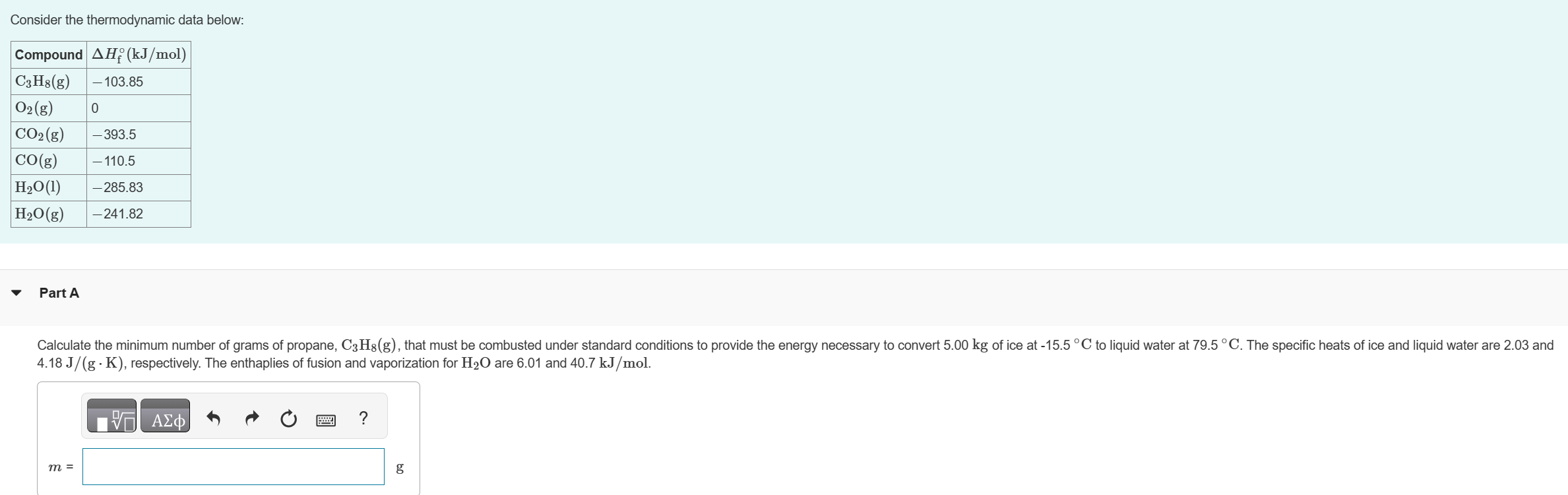 Solved Please answer thisConsider the thermodynamic data | Chegg.com