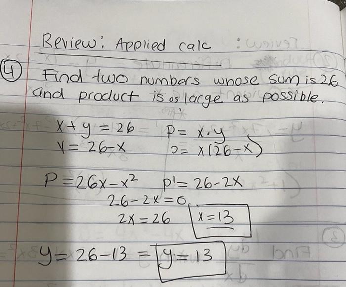 Solved Review: Applied calc Cusivst Find two numbers whose | Chegg.com