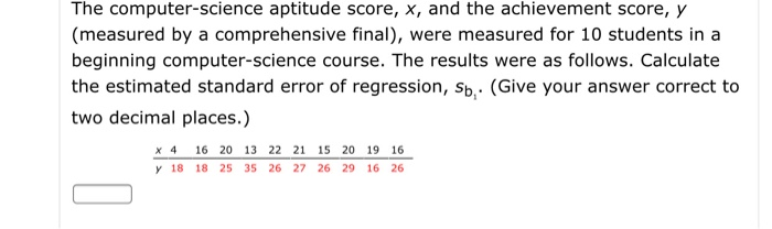 Solved The computer-science aptitude score, x, and the | Chegg.com