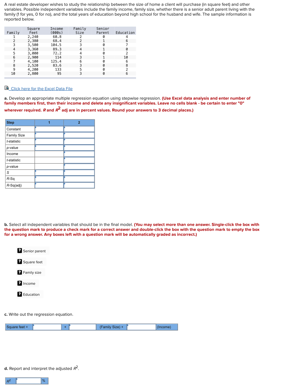 Solved A real estate developer wishes to study the | Chegg.com