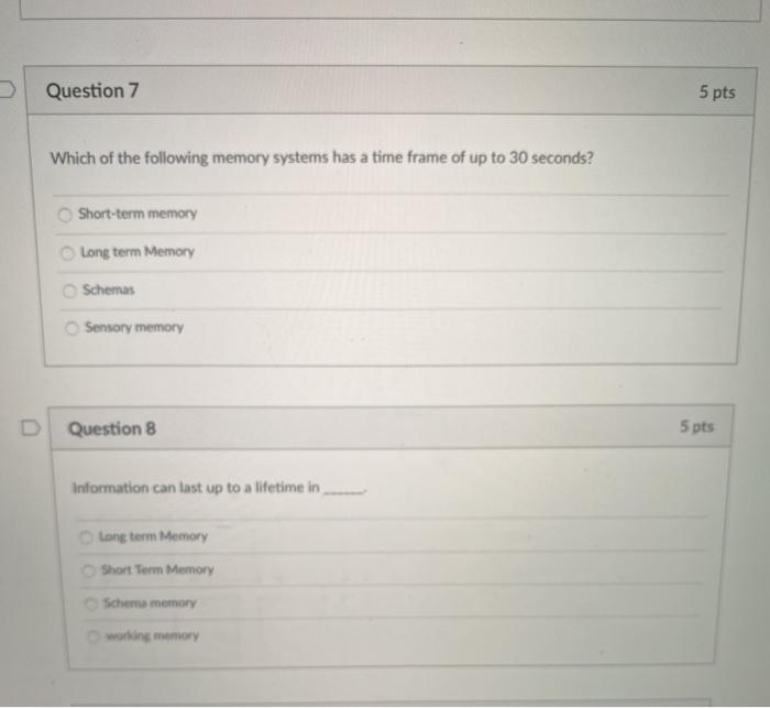 Solved Question 7 5 pts Which of the following memory | Chegg.com