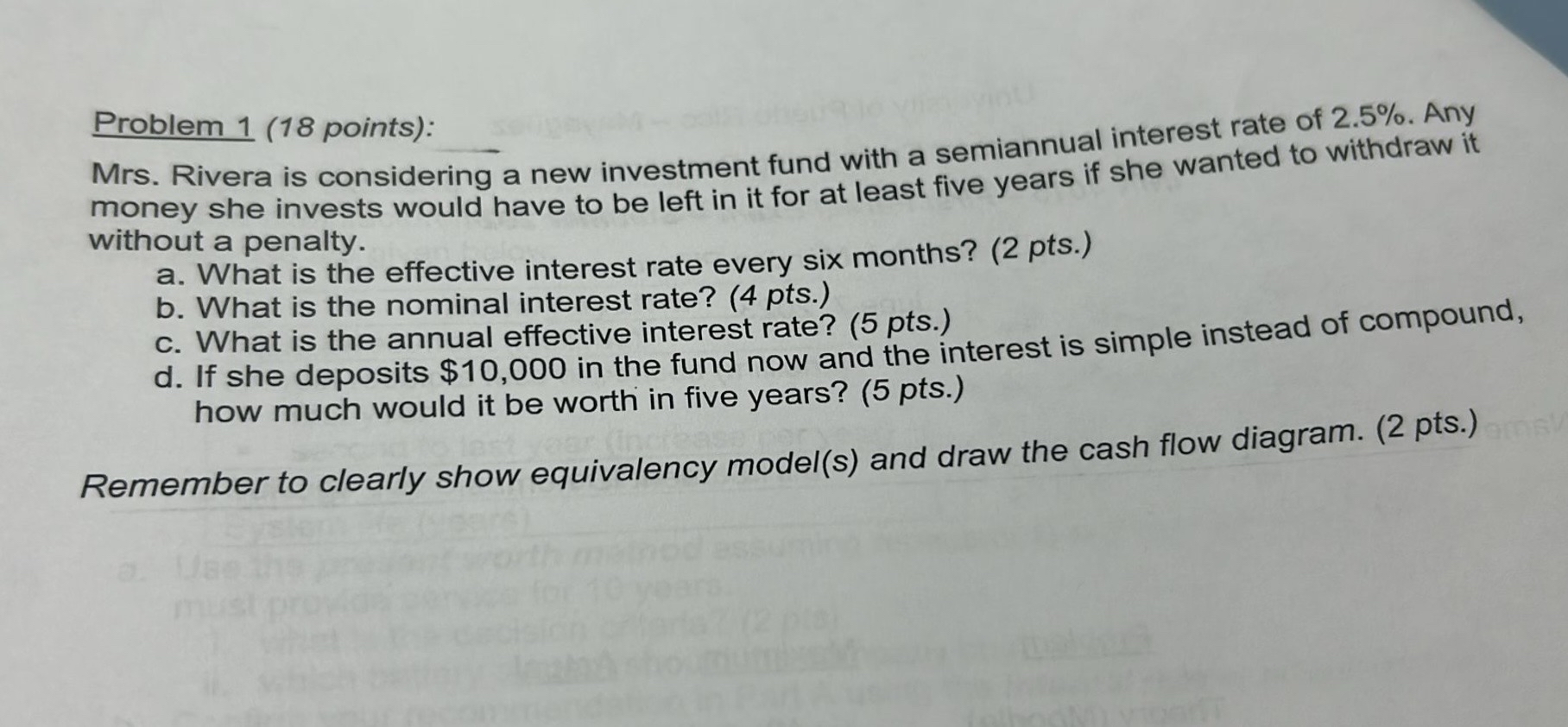 Solved Problem 1 (18 ﻿points):Mrs. ﻿Rivera is considering a | Chegg.com
