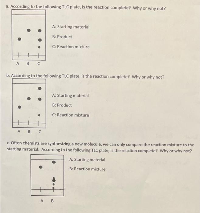 Solved a. According to the following TLC plate, is the | Chegg.com