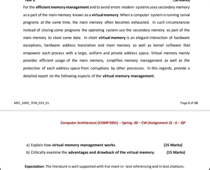 Solved For the efficient memory management and to avoid | Chegg.com