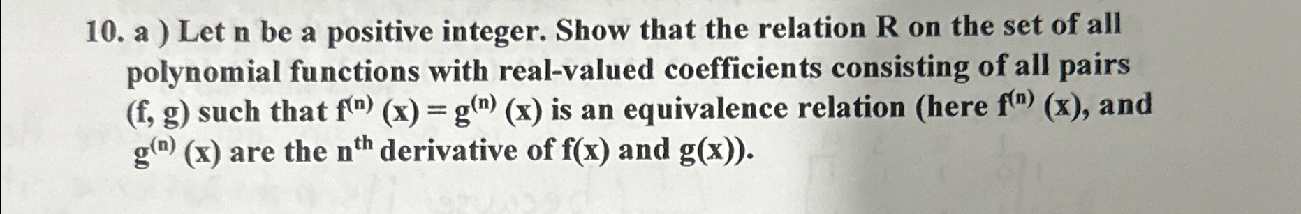 Solved a ) ﻿Let n ﻿be a positive integer. Show that the | Chegg.com