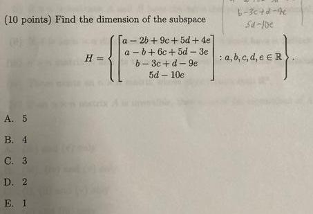 Solved (10 points) Find the dimension of the subspace | Chegg.com