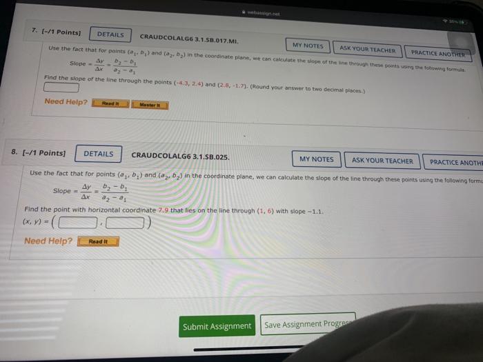 Solved 7. 1-/1 Points) DETAILS CRAUDCOLALG6 3.1.5B.017.MI. | Chegg.com Solved 7. 1-/1 Points) DETAILS CRAUDCOLALG6 3.1.5B.017.MI. | Chegg.com