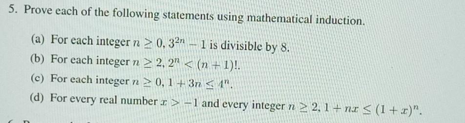Solved 5. Prove each of the following statements using | Chegg.com
