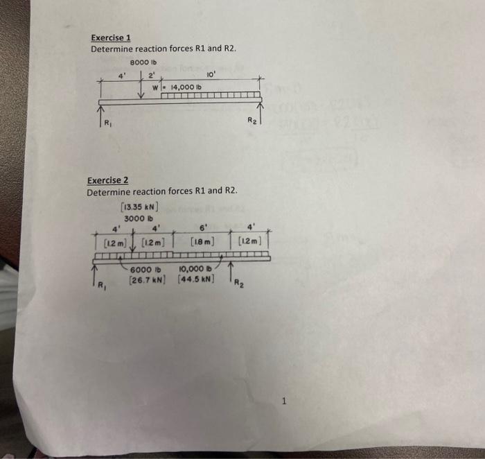 Solved Exercise 1 Determine reaction forces R1 and R2. | Chegg.com