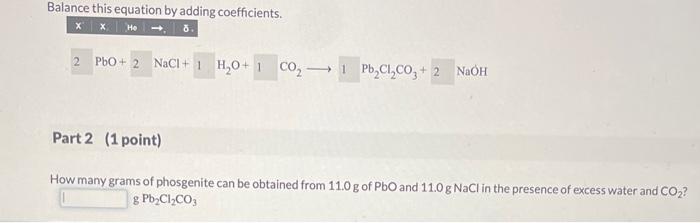 Solved Balance this equation by adding coefficients. | Chegg.com