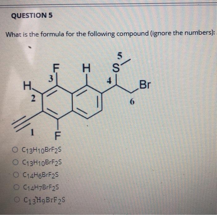 Solved QUESTION 5 What is the formula for the following | Chegg.com