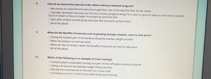 Solved How do we determine exercise order when making a | Chegg.com