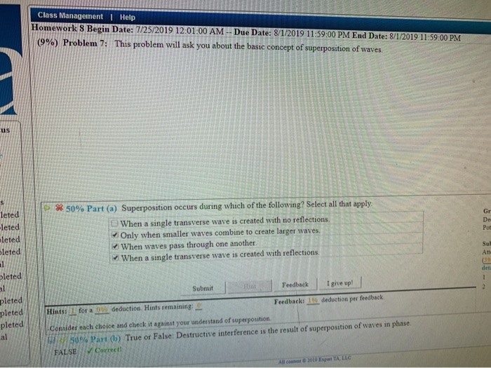 Solved Class Management Help Homework 8 Begin Date: | Chegg.com