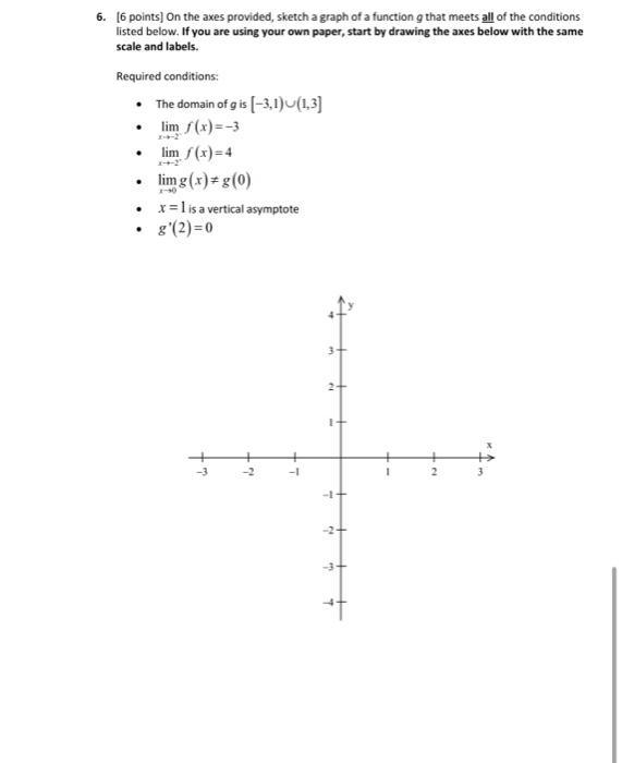 Solved 6. [6 points] On the axes provided, sketch a graph of | Chegg.com
