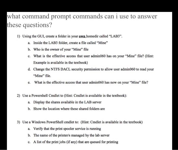 Solved What Command Prompt Commands Can I Use To Answer 0784
