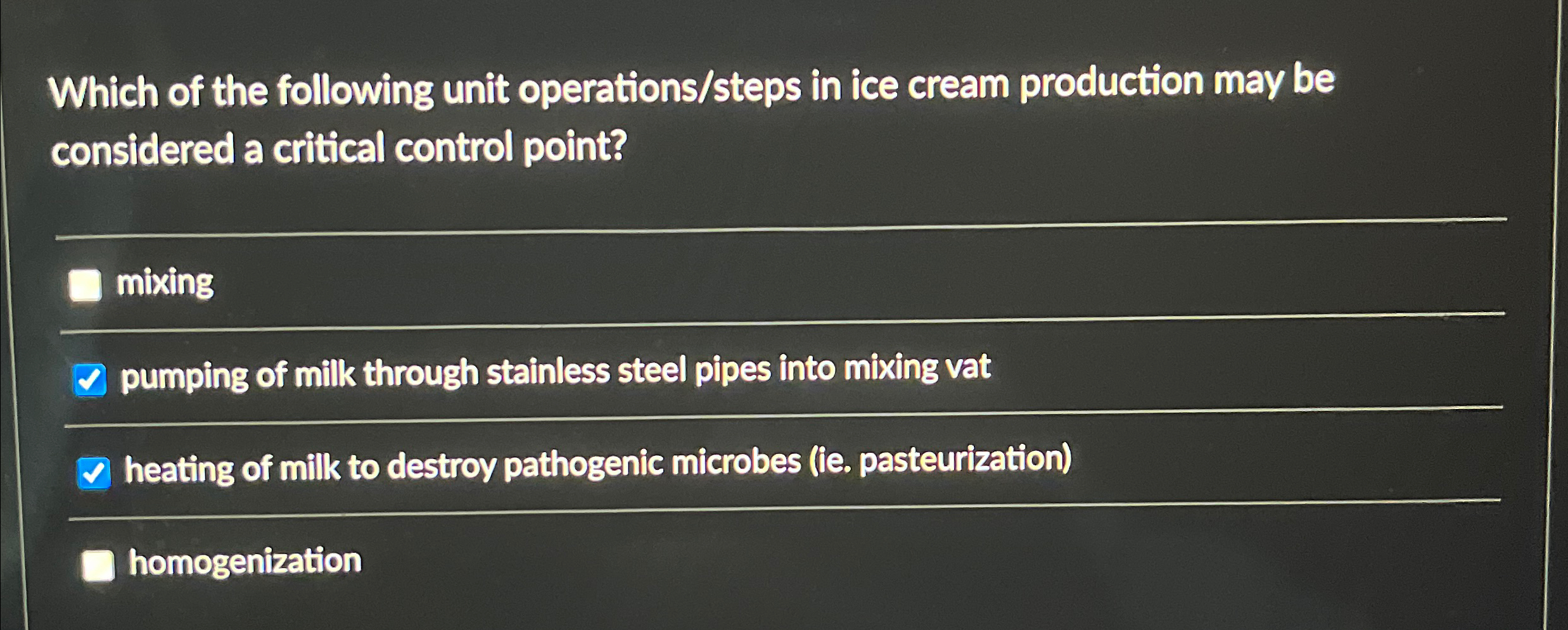Solved Which of the following unit operations/steps in ice | Chegg.com