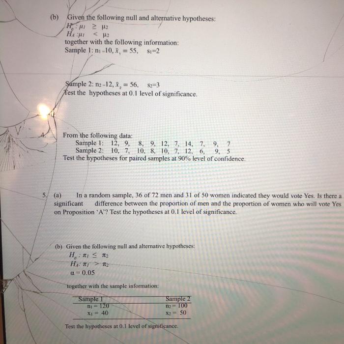 Solved Assignment No. 3 1.) Given the following hypotheses: | Chegg.com