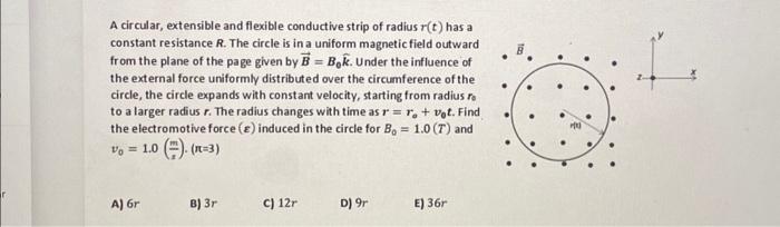 Solved A circular, extensible and flexible conductive strip | Chegg.com