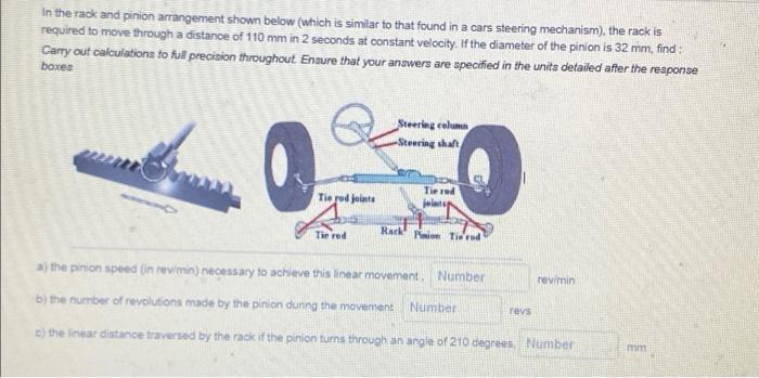 Solved In the rack and pinion arrangement shown below (which | Chegg.com