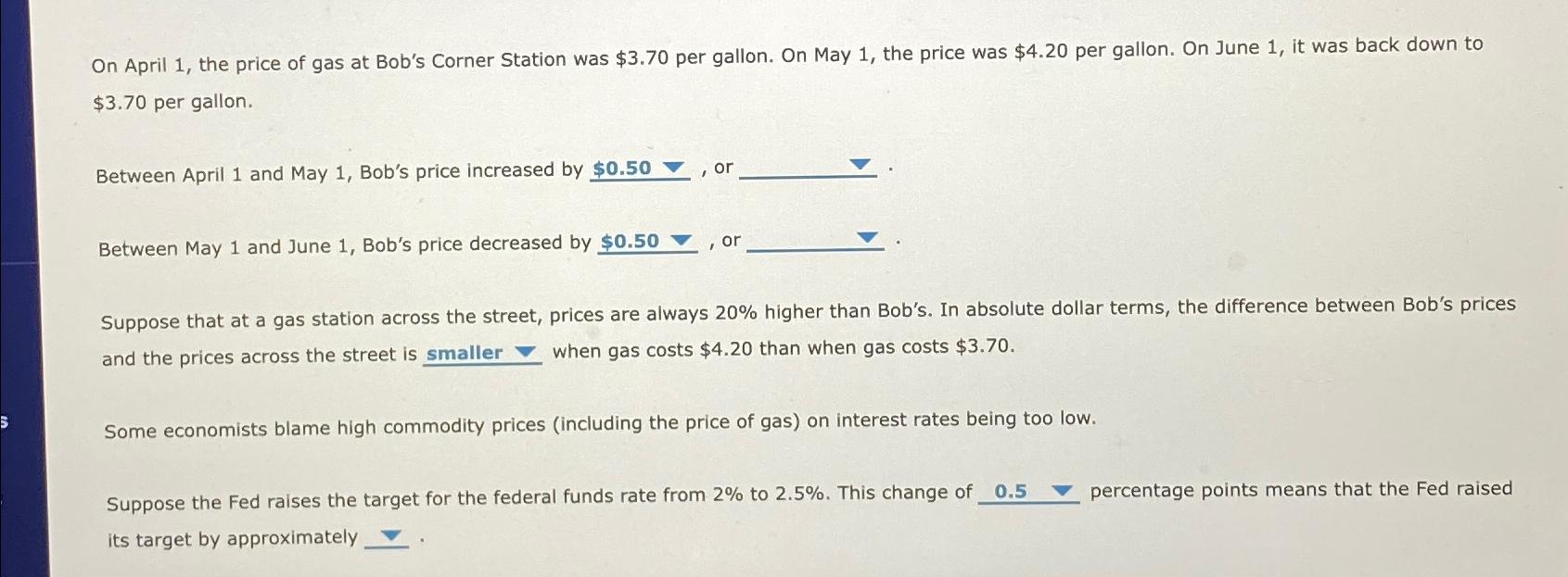 Solved On April 1, ﻿the price of gas at Bob's Corner Station | Chegg.com