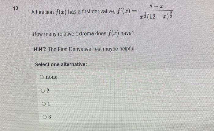 Solved A function f(x) has a first derivative, | Chegg.com