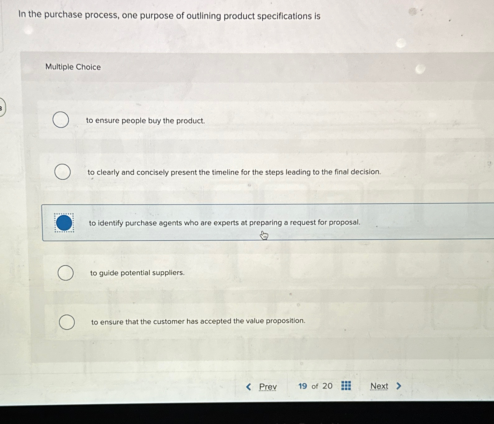 Solved In the purchase process, one purpose of outlining | Chegg.com