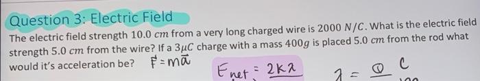 Solved Question 3: Electric Field The electric field | Chegg.com