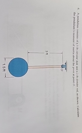 Solved A pendulum consists of a 5-1b circular disk and a | Chegg.com
