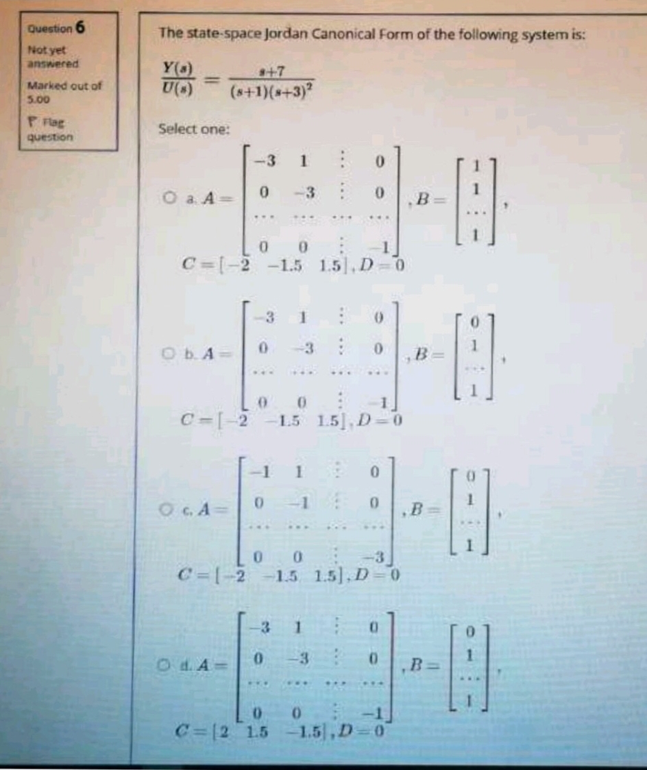 Solved \table[[Question 6],[Not yet],[answered],[Marked out | Chegg.com