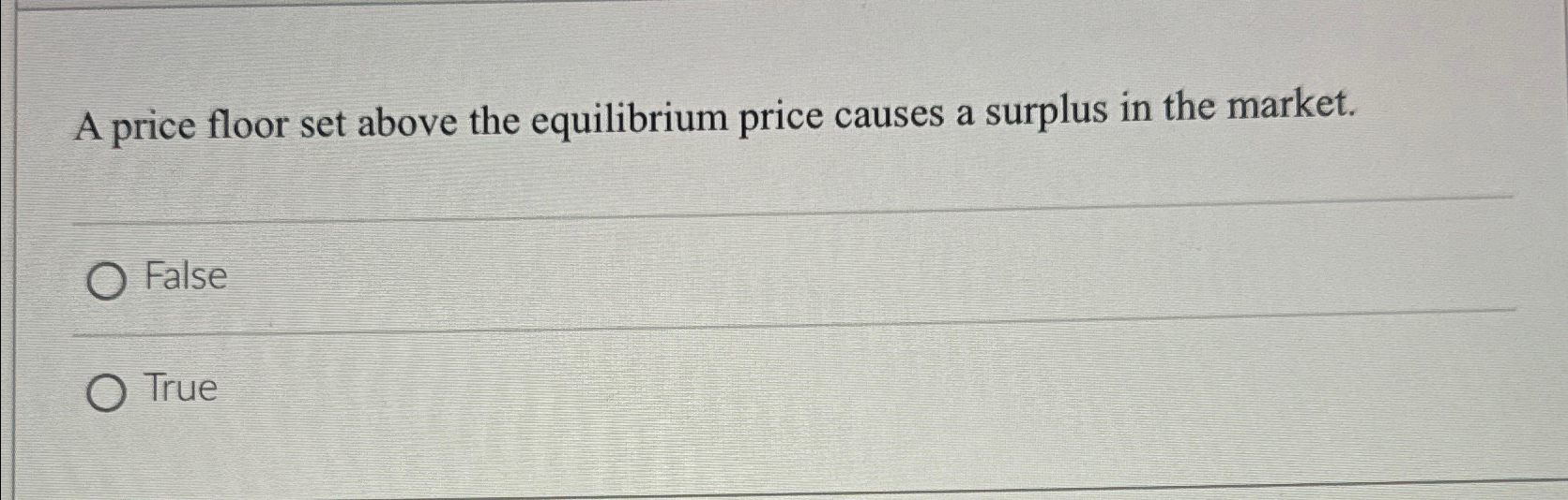 Solved A price floor set above the equilibrium price causes | Chegg.com