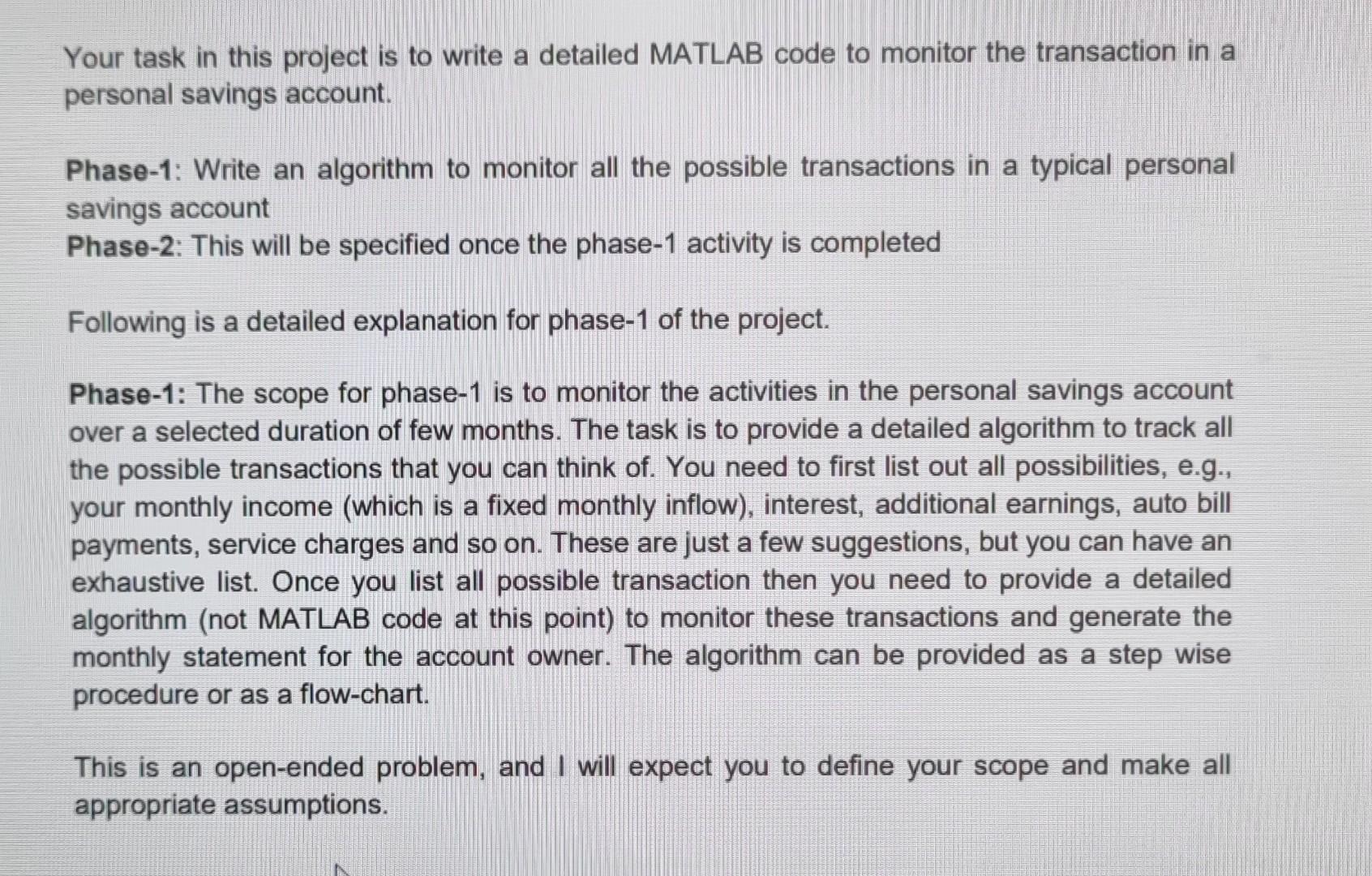 Solved Your task in this project is to write a detailed | Chegg.com