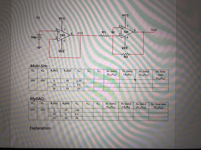 Solved VCC Vcc 7 6 Vo2 6 Vo1 741 741 R1 W Vdc 4 VEE VEE W R2 | Chegg.com