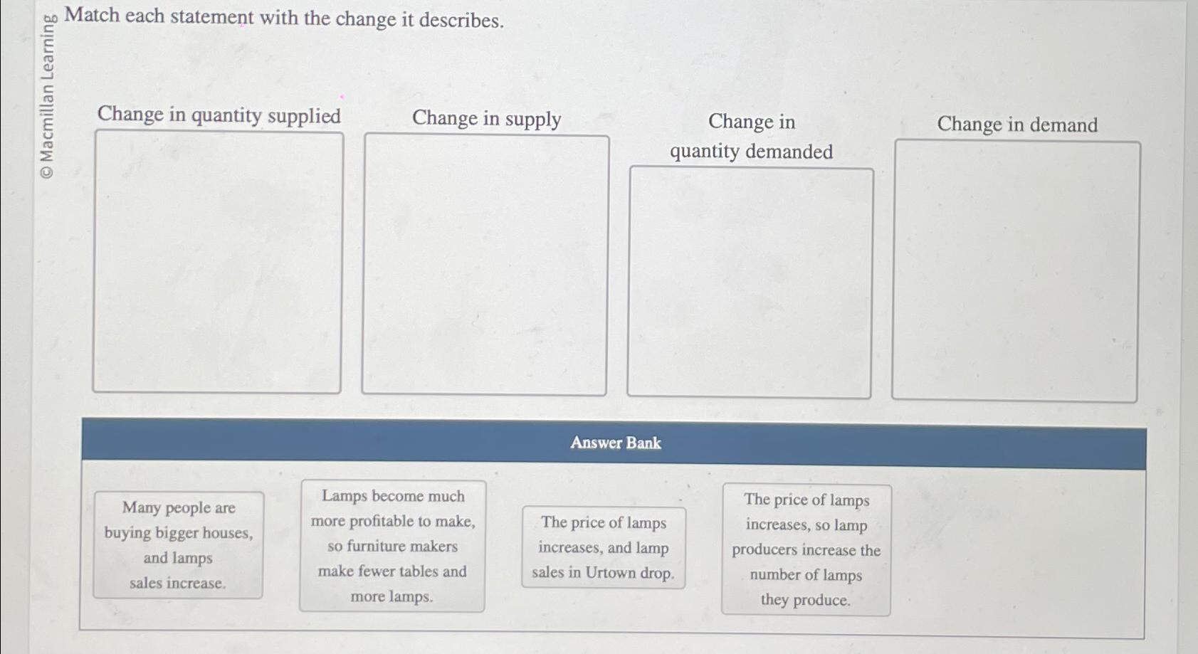 Solved Match each statement with the change it | Chegg.com