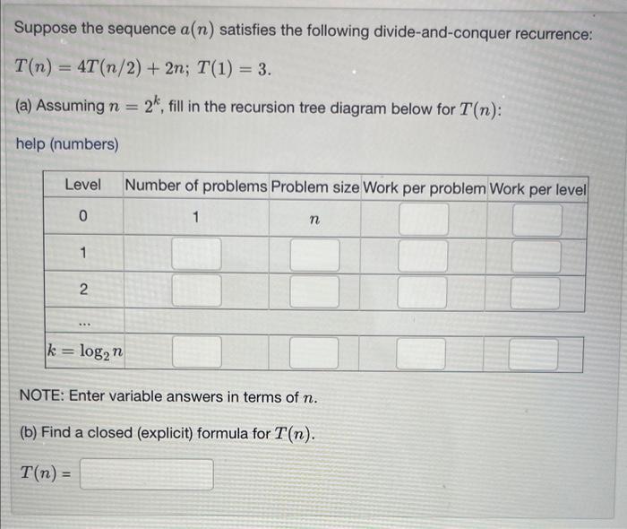 Solved Suppose the sequence a(n) satisfies the following | Chegg.com