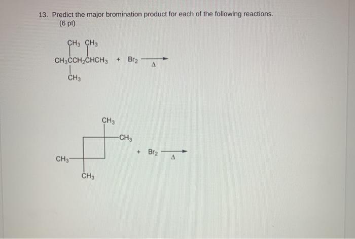 Solved Predict the major bromination product for each of the | Chegg.com