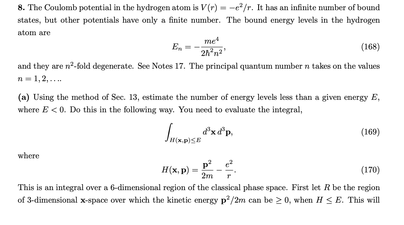 Solved The Coulomb potential in the hydrogen atom is | Chegg.com