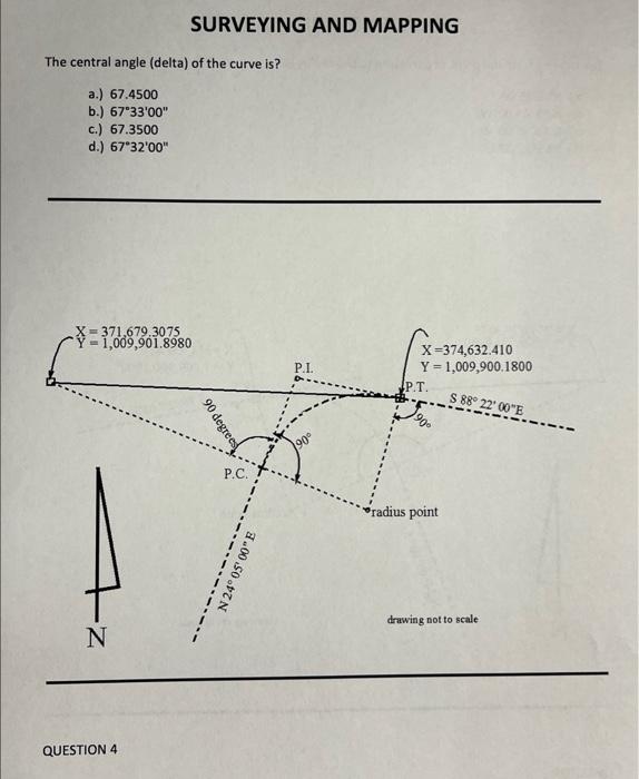 Solved SURVEYING AND MAPPING The central angle (delta) of | Chegg.com
