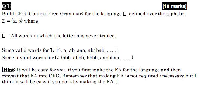 Solved Build CFG (Context Free Grammar) for the language L, | Chegg.com