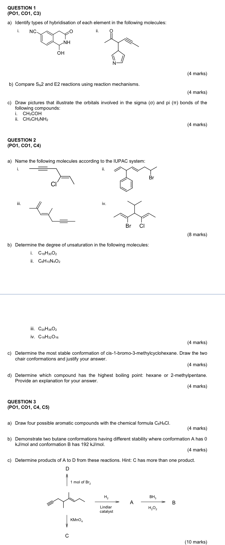 Solved QUESTION 1(PO1, ﻿CO1, ﻿C3)a) ﻿Identify types of | Chegg.com