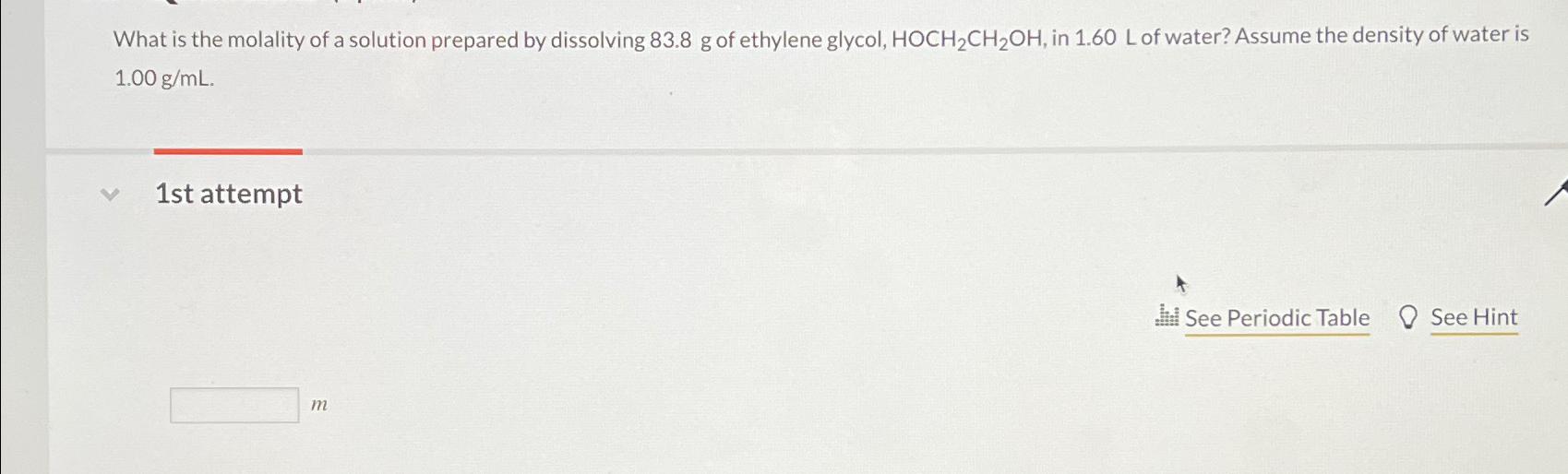 Solved What is the molality of a solution prepared by | Chegg.com
