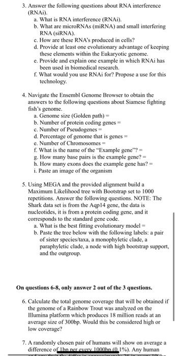 Solved 3. Answer the following questions about RNA | Chegg.com