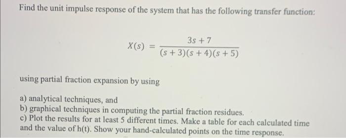 Solved Find the unit impulse response of the system that has | Chegg.com