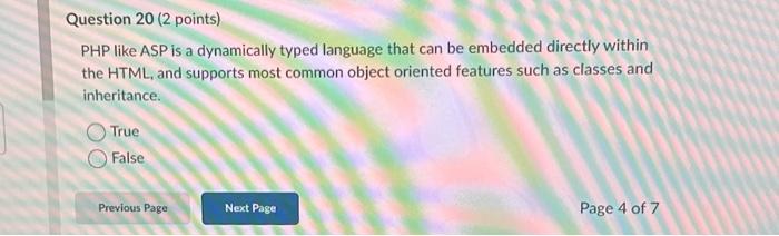 Solved PHP like ASP is a dynamically typed language that can | Chegg.com
